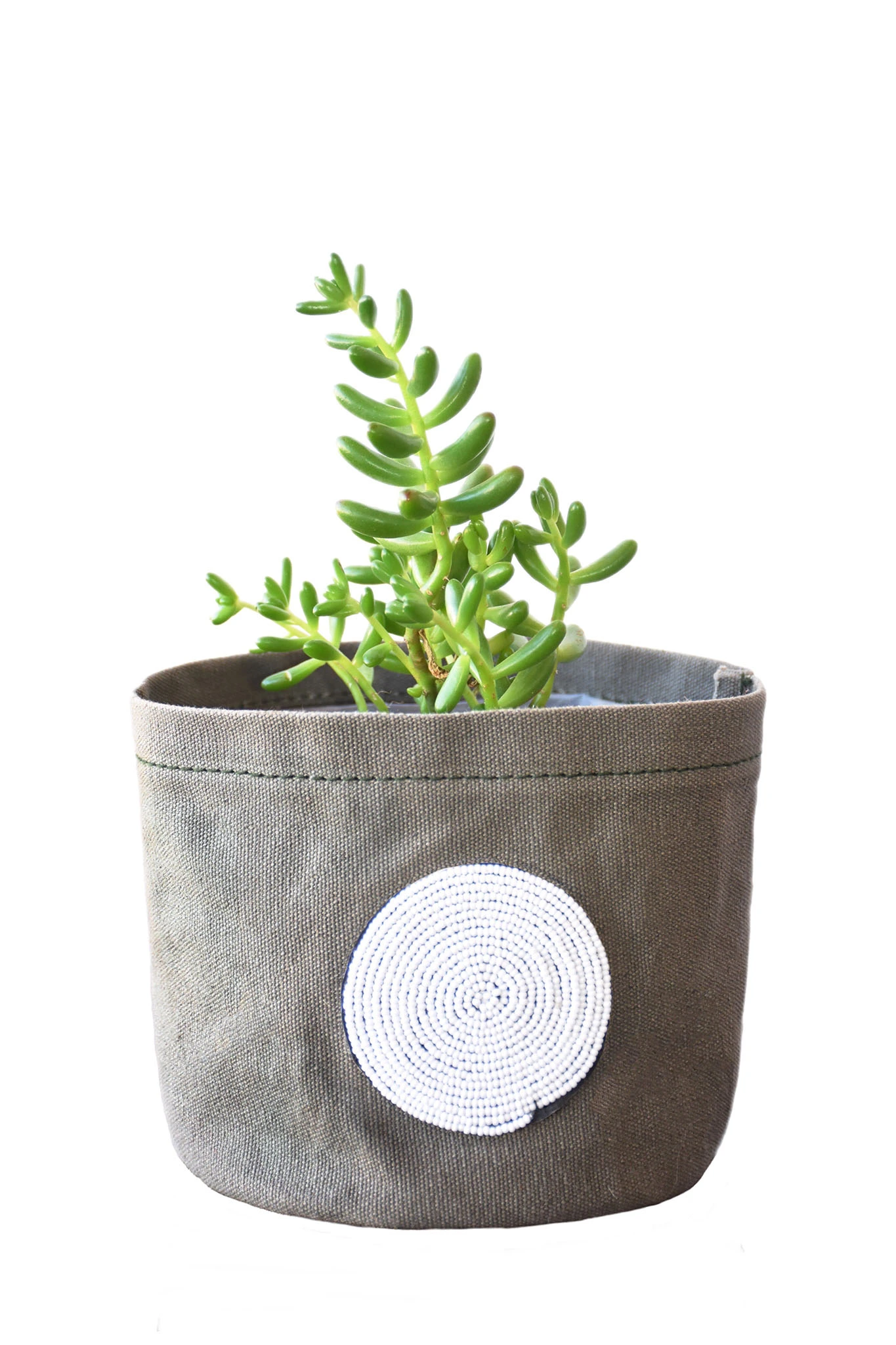 Jungle Green Hand Beaded Maasai Canvas Planter - Canvas Planters | Airi ...